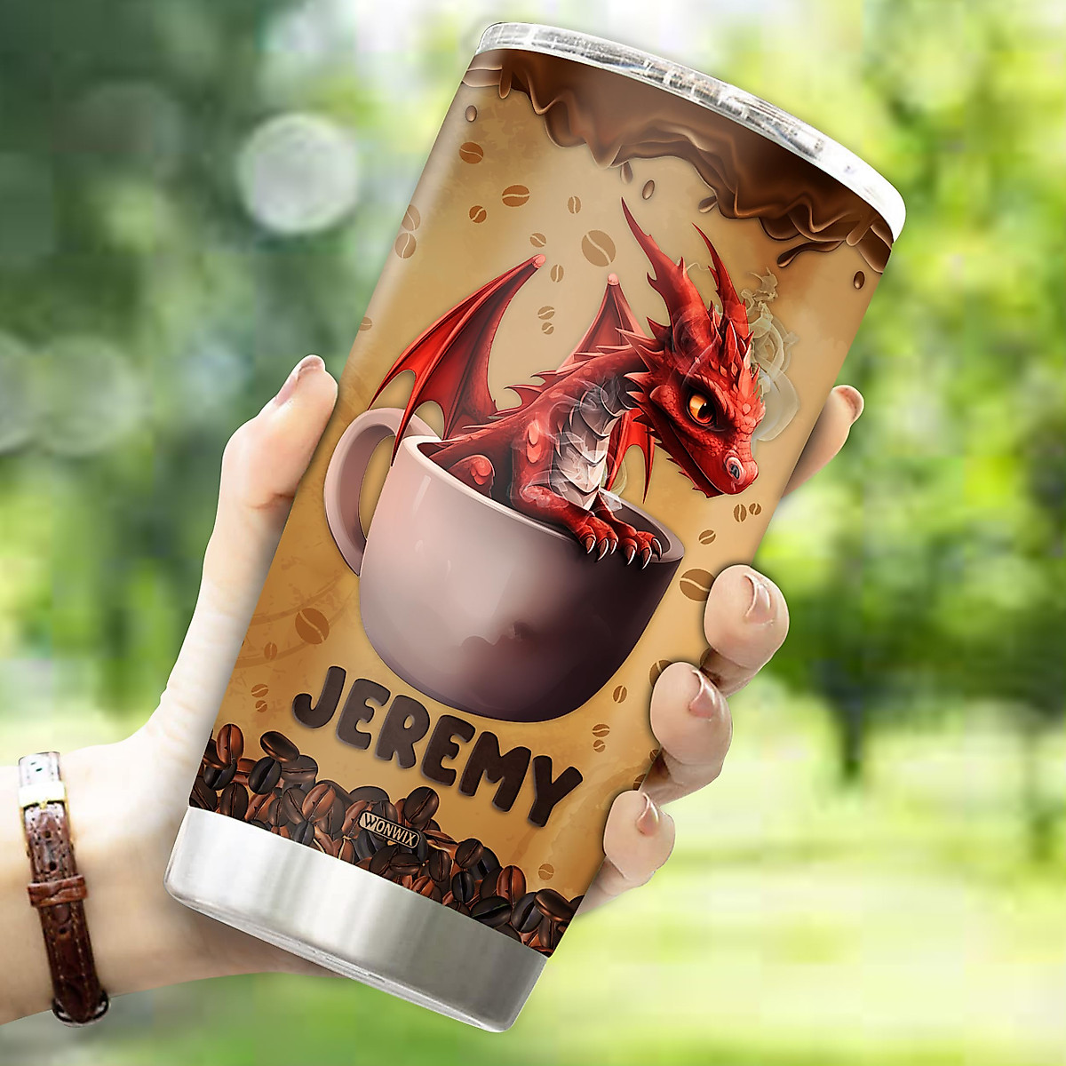 WONWIX Personalized Dragon Tumbler Gifts for Women Insulated Stainless Steel 20oz With Lid Travel Cup Coffee Mug Water Bottle Gift for Dragons Lovers Her Girl Friends