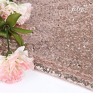 Trlyc Tablecloth 50- Inches Square Sequin Tablecloth Rose Gold