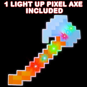 ArtCreativity Light Up Pixel Axe Toy, 1PC, LED Ax for Kids with 3 Flashing Modes, Cool Halloween Costume Accessory, Batteries Included, Best Birthday for Gamers, 17.5 Inches