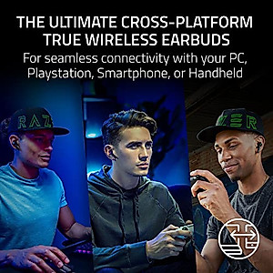 Razer New Hammerhead Pro HyperSpeed Wireless Gaming Earbuds for PC, Playstation, Switch, Mobile: Adjustable ANC - Fast Wireless Charging Case - 30 Hr Battery - Bluetooth 5.3 - Chroma RGB - Black