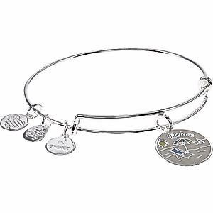 Alex and Ani Occasions Expandable Bangle for Women, Happy Retirement Charm, Shiny Silver Finish, 2 to 3.5 in