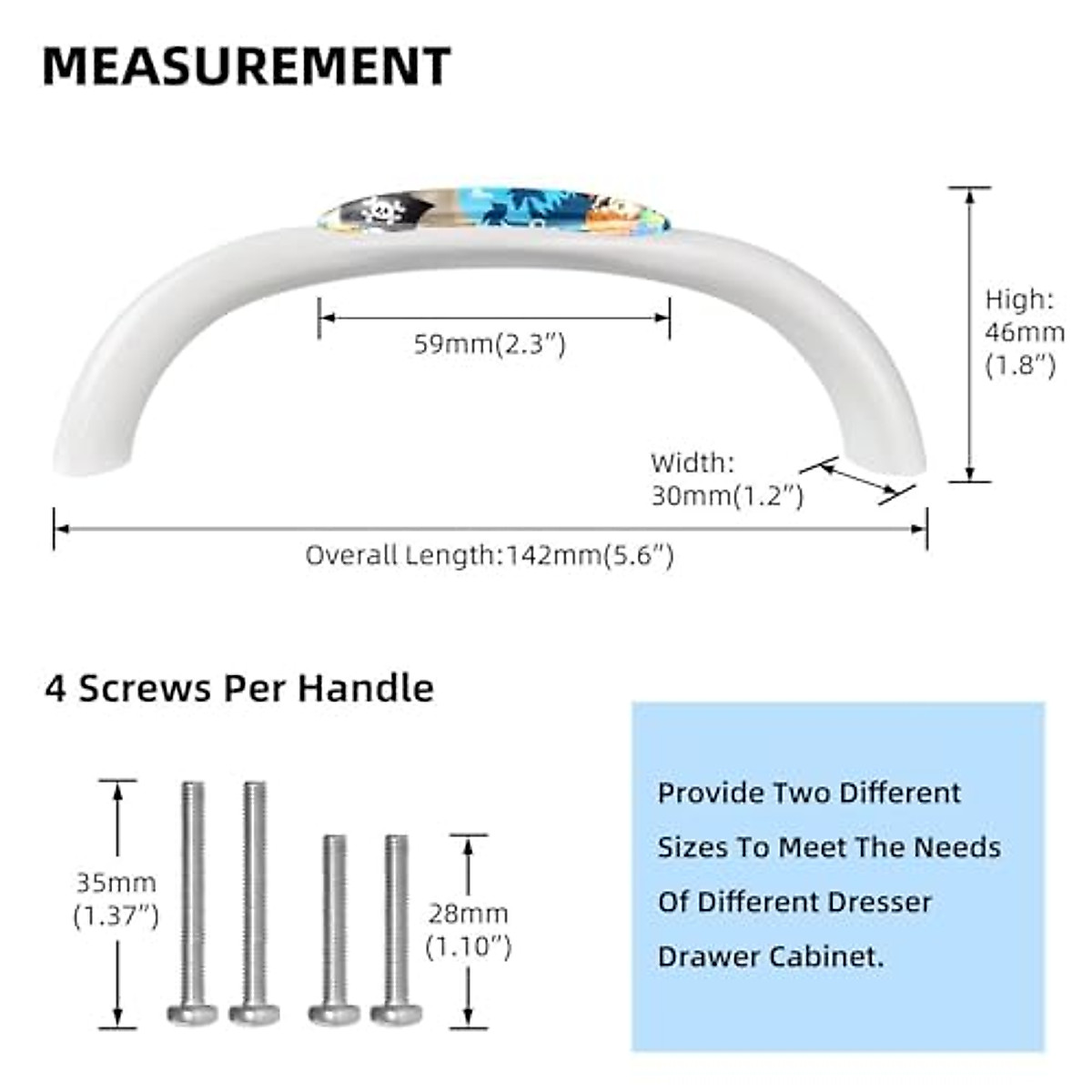 Pull Handle Fence Handle Long Cabinet Handles for Interior, Closet, Drawer, Outdoor, Garage, Pirate Sea Boat