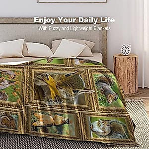 Squirrel Blanket Gifts, 80"x60" Squirrel Print Throw Blankets, Fuzzy Soft Plush Blanket for Women Men, Gifts for Squirrel Lovers, Fleece Bed Throw Blanket for Sofa Bed Couch