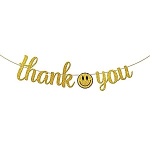 Thank You Banner Gold Glitter, Bachelorette Wedding Bridal Shower Party Decorations, Thanksgiving Day Decorations