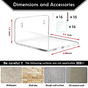 COXWANG Acrylic Small Shelf,Mini Acrylic Wall Shelf,Acrylic Shelf,for Pop Figures,Plant,Picture Photo Modern Wall for Office Bedroom Living Room