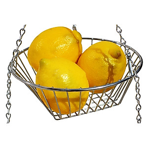 DecoBros Hanging Fruit Basket 3-Tier, Chrome