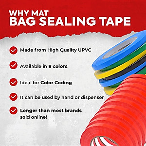 MAT Food Saver UPVC Tape Clear - 1/2 x 180 yds. Poly Bag Sealing Tape for Wrapping, Packaging, and Airtight Food Storage