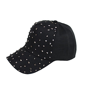 Gudessly Adjustable Breathable Rhinestone Baseball Cap for Women Bling Sequins