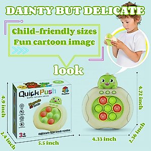 2 Pc New Speed Push Handheld Game Machine-Fidget Console,Quick Push Light Up Pop Game for Adults and Kids,Music Whack A Mole Stress Relief Fidget Toys,Squeeze Poppet Sensory Push Pop Bubble Toy (2 Ct)
