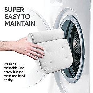 PEULEX Comfort Bath Pillow for Tub, Bath Pillow for Neck Back Support with Strong Suction Cups & Hook, Soft Bath Pillow for Luxury Bath, Hot Tub Bathtub Pillow Made with Soft Mesh, Great Gift for Wife