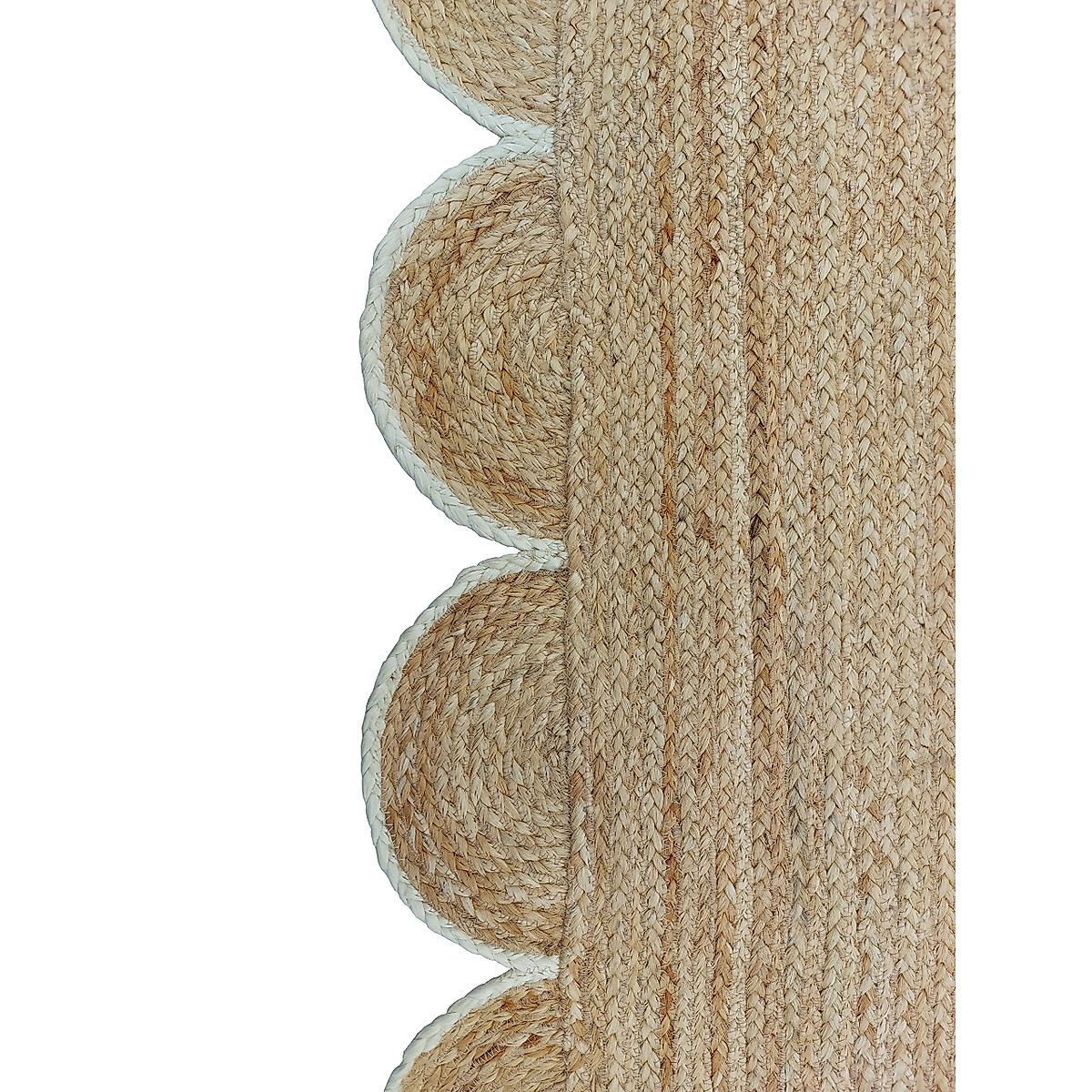 Weaving Village Scalloped Natural Jute Area Rug, Colored Trim