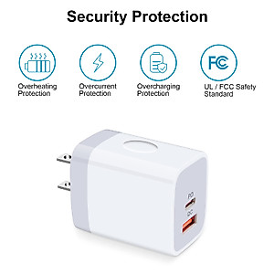 20W Dual Port USB C Fast Wall Charger Power Adapter for Samsung Galaxy S24 A15 A54 S23 S22 S21 S10 Plus Ultra, iPhone 15 14 13 12 11 Mini Pro Max, 2PC PD Type C Block Plug Box Charging Cube Base Brick