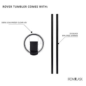 IRON °FLASK Insulated Rover Tumbler w/Lid & Straw - 24 Oz Leak Proof & Stainless Steel Bottle for Hot & Cold Drinks - Coffee Travel Mug, Water Metal Canteen, Thermal Cup - Graphite