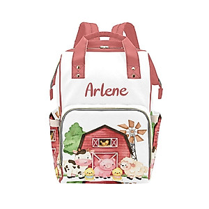 Yeshop Farm Animal Cute Personalized Diaper Bag Backpack Tote with Name Custom Travel Nappy Mommy Bag Backpack for Baby Girl Boy Gift 10 83inch 6 69inch 15inch