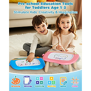 KOKODI Toddler Magnetic Drawing Board with Sturdy Legs, Large Colorful Mess Free Sketch Scribble Doodle Pad, Easter Birthday Gifts Toys for Boys Kids Preschooler Age 18 Month to 1 2 3 Years Old