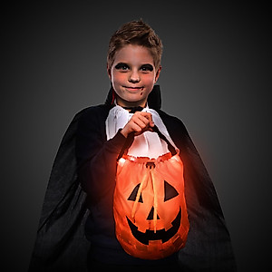 Windy City Novelties Led Halloween Pumpkin Draw String Trick or Treat Candy Bag