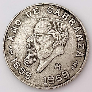 Exquisite Collection of Commemorative Coins 1959 Mexican President Carranza Commemorative Coin 5 Peso Silver Dollar Foreign Silver Coin Silver Dollar Ancient Coin Collection
