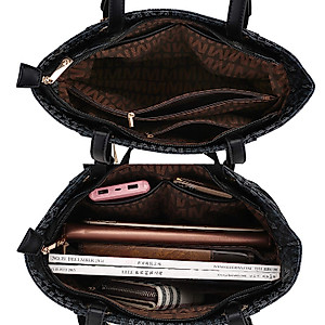 MKF Shoulder Bag for Women: PU Leather Top Handle Tote Handbag – Lady Fashion Satchel Pocketbook, Signature Purse White