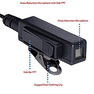 Klykon 2-Wire Covert Acoustic Tube Surveillance Earpiece Headset Mic PTT Kit for Motorola XPR3500e XPR3000 XPR3300 XPR3300e XPR3500 Two Way Radio Walkie Talkie