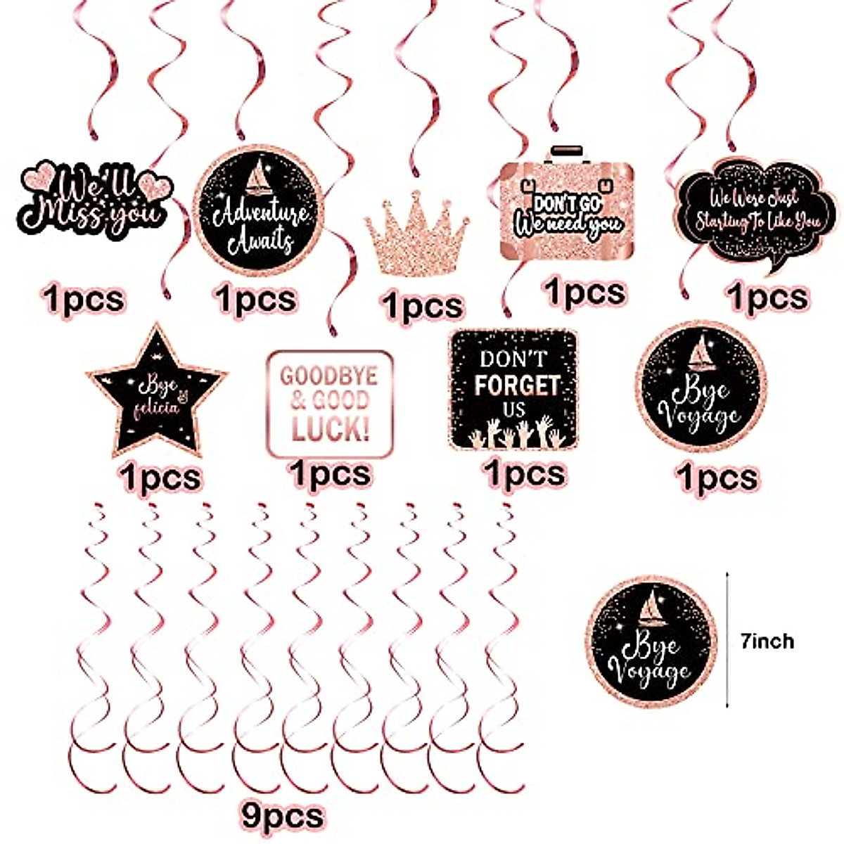 Rose Gold Farewell Party Decorations Supplies Kit, We Will Miss You Decorations, Going Away Party Decorations, Will Miss You Banner, Great for Retirement Farewell Going Away Job Change Party