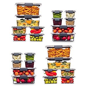 Rubbermaid Brilliance Food Storage Containers Plastic Containers with Lids BPA Free, Leak Proof Food Container, Clear, Two sets of 24 (48 pieces total)