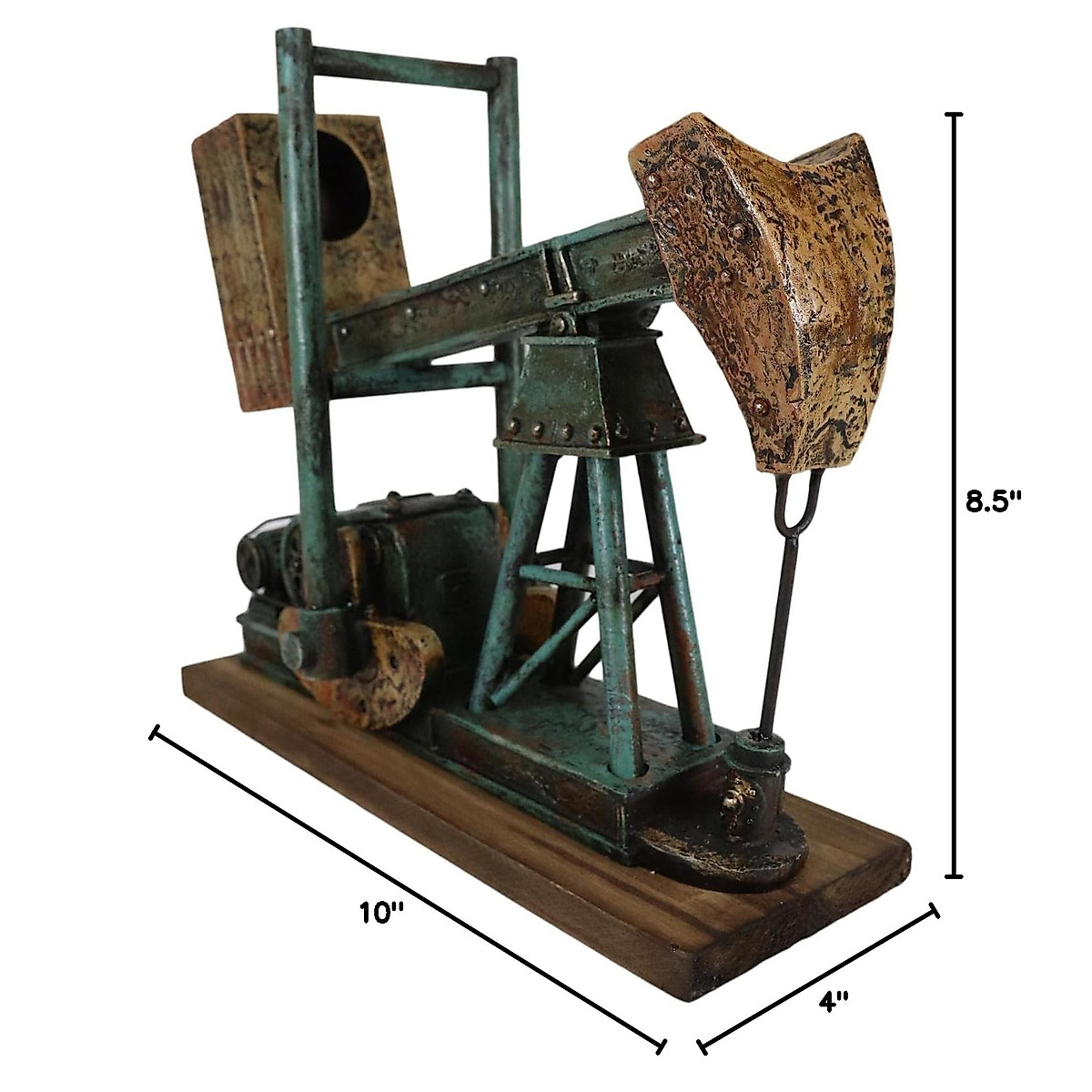 Ebros Gift Rustic Vintage Nodding Donkey Pumpjack Oil Derrick Rig Wine Bottle Holder Rack Caddy Statue Wild West Pumpjack Metal Platform Home Decor Sculptures