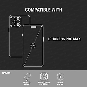 TORRO Leather Case Compatible with iPhone 15 Pro Max – Premium Leather Bumper Case - Navy Blue