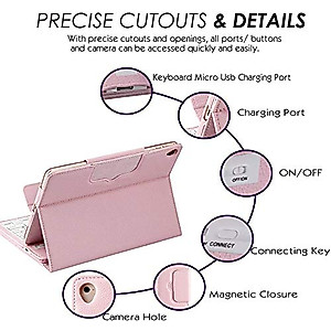 eoso iPad Cover for iPad Mini, keboard Case with Removable Bluetooth Keyboard for iPad Mini 1/2/3/4/5 (for iPad Mini,Pink)