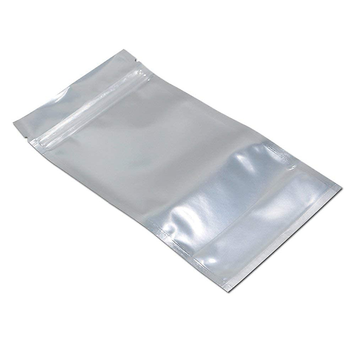 100 Pieces Stand Up Clear Front Zipper Lock Resealable Aluminum Mylar Foil Plastic Packaging Bag for Zip Heat Seal Package Lock with Tear Notch Long Term Food Storage 3.5x5.5 inch