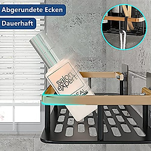 YHANEC 2 Pack Shower Caddy No Drilling Traceless Adhesive Shower Shelves Rustproof Space Aluminium Bathroom Shower Organizer with Hooks for Bathroom, Restroom, Kitchen