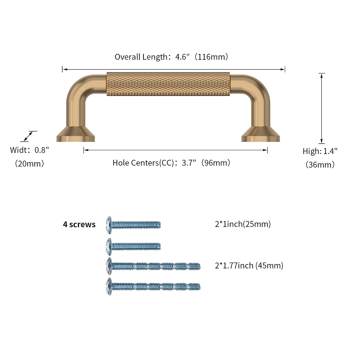 KNOKLOCK 10 Pack 3.75 Inch(96mm) Kitchen Cabinet Handles knurled Champagne Bronze Cabinet Pulls Gold Kitchen Cabinet Hardware Drawer Pulls for Dresser Cupboard Wardrobe