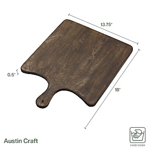 Fitz and Floyd Austin Craft Maryn Mango Wood Paddle Cheese Charcuterie Serving Board, 18-Inch, Espresso