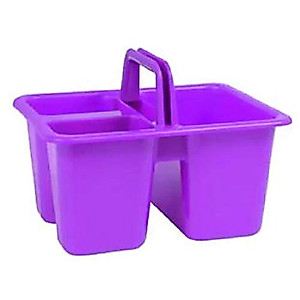 Kids Arts & Crafts Small Plastic Caddies with Handles, 3 Compartments, Assorted Colors 4-ct Set