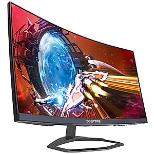 Sceptre Curved 24.5-inch Gaming Monitor up to 240Hz 1080p R1500 1ms DisplayPort x2 HDMI x2 Blue Light Shift Build-in Speakers, Machine Black 2023 (C255B-FWT240)
