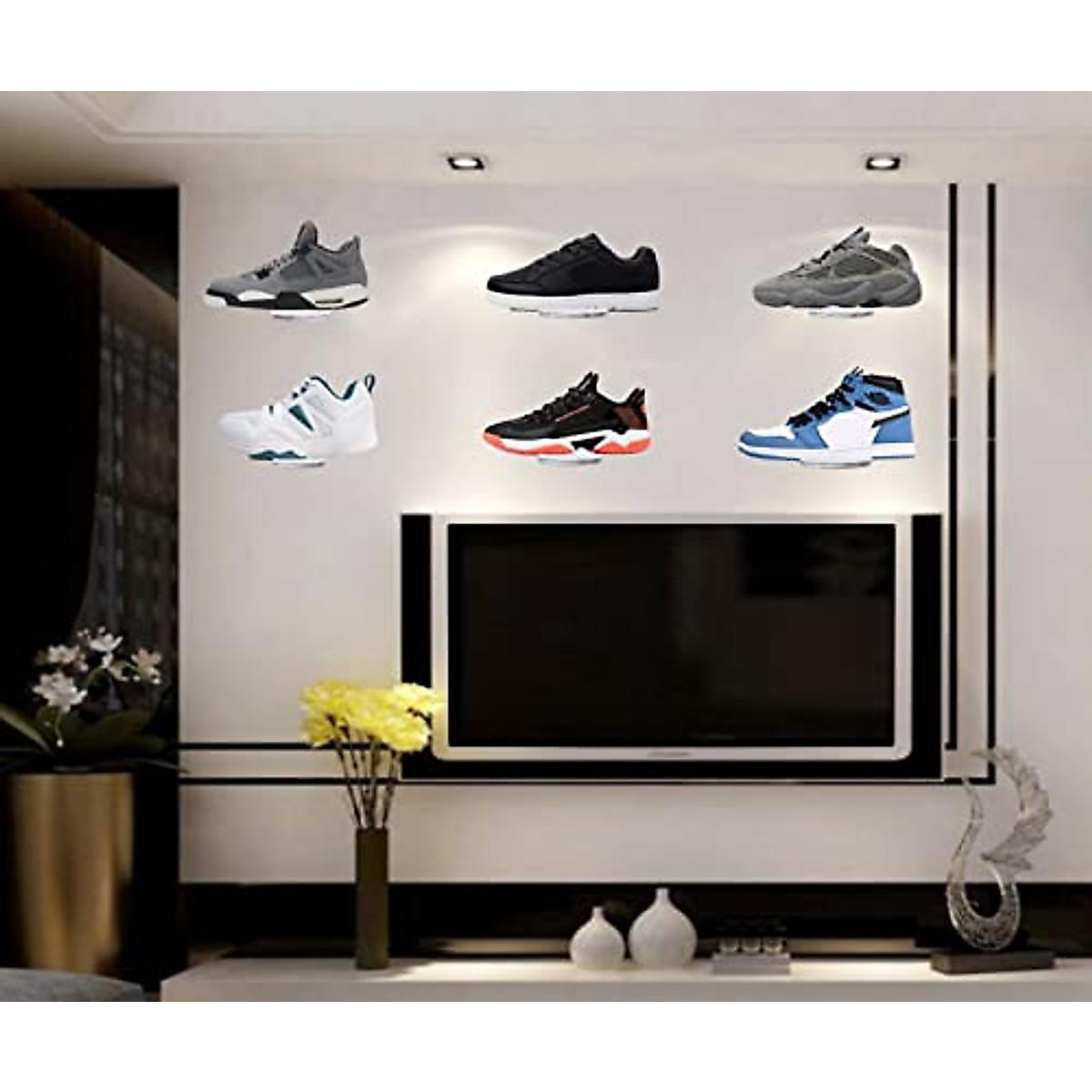 Clear Acrylic Floating Shelves for Wall Mount,Shoe Shelves,Floating Sneaker Display,Show Shelf,Wall Shoe Rack,Floating Shoe Display Shelf,Shoe Organizer Holder(12 pcs)