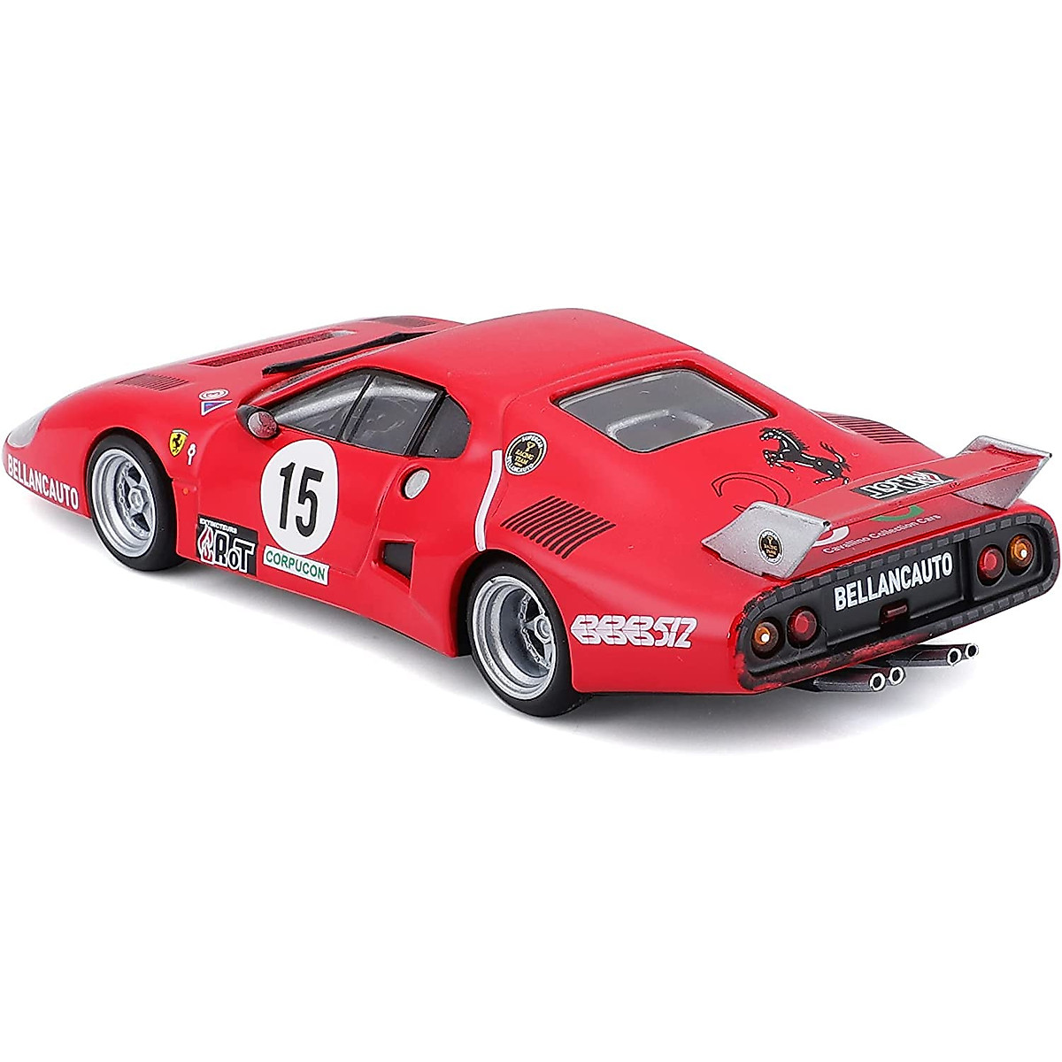 Bburago-1/43 Scale Model Compatible With Ferrari Racing 512 Bb Ii Serie 1981 Racing Car Die-Cast Model Miniature Collectible,Red