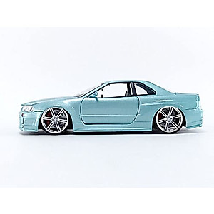 Jada Toys Fast & Furious 1:24 Brian's 2002 Nissan Skyline GT-R R34 Blue Green Die-cast Car, Toys for Kids and Adults