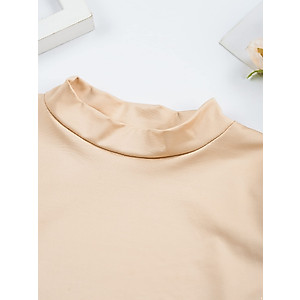 dPois Kids Girls Long Sleeve Gymnastics Leotard Mock Neck Ballet Dance Nude Unitard One Piece Bodysuit Mock Neck 11-12 Years