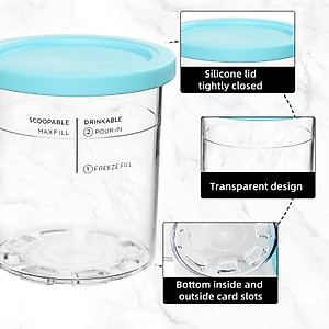 TFUTLT 24oz Containers Replacement for Ninja Creami Deluxe Pints and Lids - 4 Pack,Compatible with NC500 NC501Series 11-in-1 Deluxe Ice Cream Maker