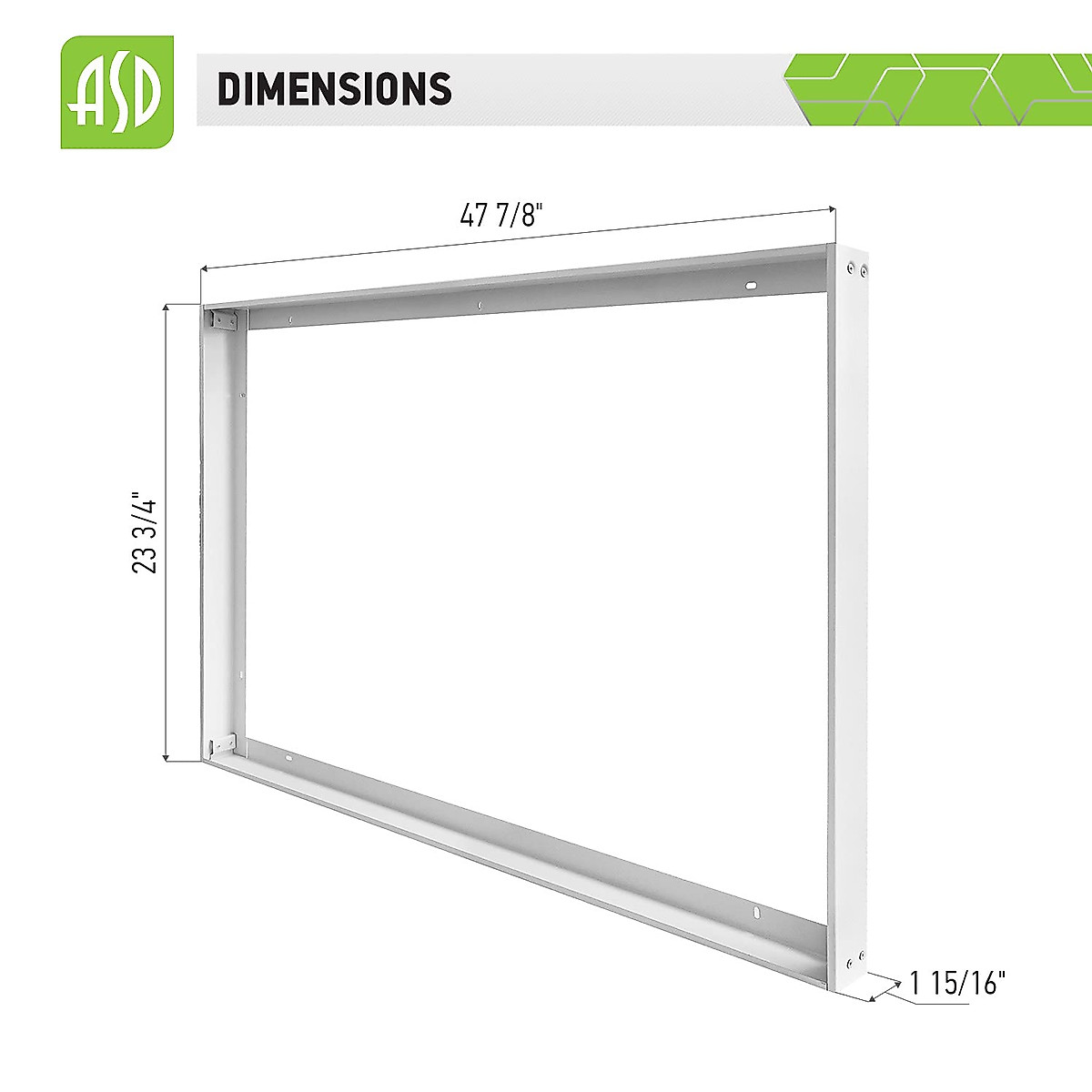 ASD 2x4 Surface Mount Frame for LED Flat Panel Light - Aluminum Surface Mounting Bracket Kit for Drop Ceiling - Low Profile Back-Lit Panels Mount Kit, White