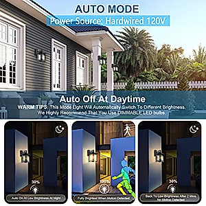 XANGQAN 2 Pack Motion Sensor Outdoor Wall Lights, Dusk to Dawn Lighting, Led Exterior Light Fixture, Anti-Rust Lantern for Front Porch, Waterproof Black Outdoor Wall Sconce for House Garage Patio