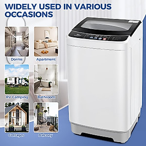 Nictemaw Portable Washing Machine 20Lbs Capacity 2.8 Cu.ft Portable Washer and Dryer Combo with 10 Programs and 8 Water Level Selections Compact Washer Machine for Apartments, Dorms, Rv-Glass Cover