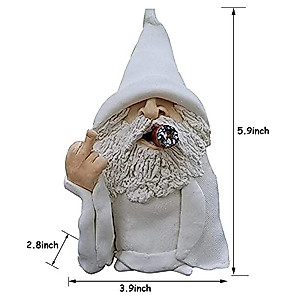 Tirifer Garden Gnome, Wizard Gnome 3D Dwarves, Polyresin Outdoor Sculpture Middle Finger Gnome Statue Garden Figurine Art Garden Decoration for Lawn Yard Balcony Porch Patio