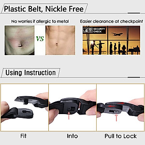 XZQTIVE Men Women No Show Elastic Stretch Belt Invisible Web Belt Quick Release Flat Plastic Buckle