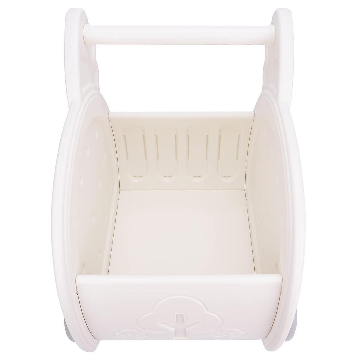 Bebamour Baby Shopping Cart, Baby Toys Push and Pull Baby Stroller, 2-in-1 Toddler Learning Walker Toy Storage Chest, Shopping Cart and Doll Stroller, White Cart