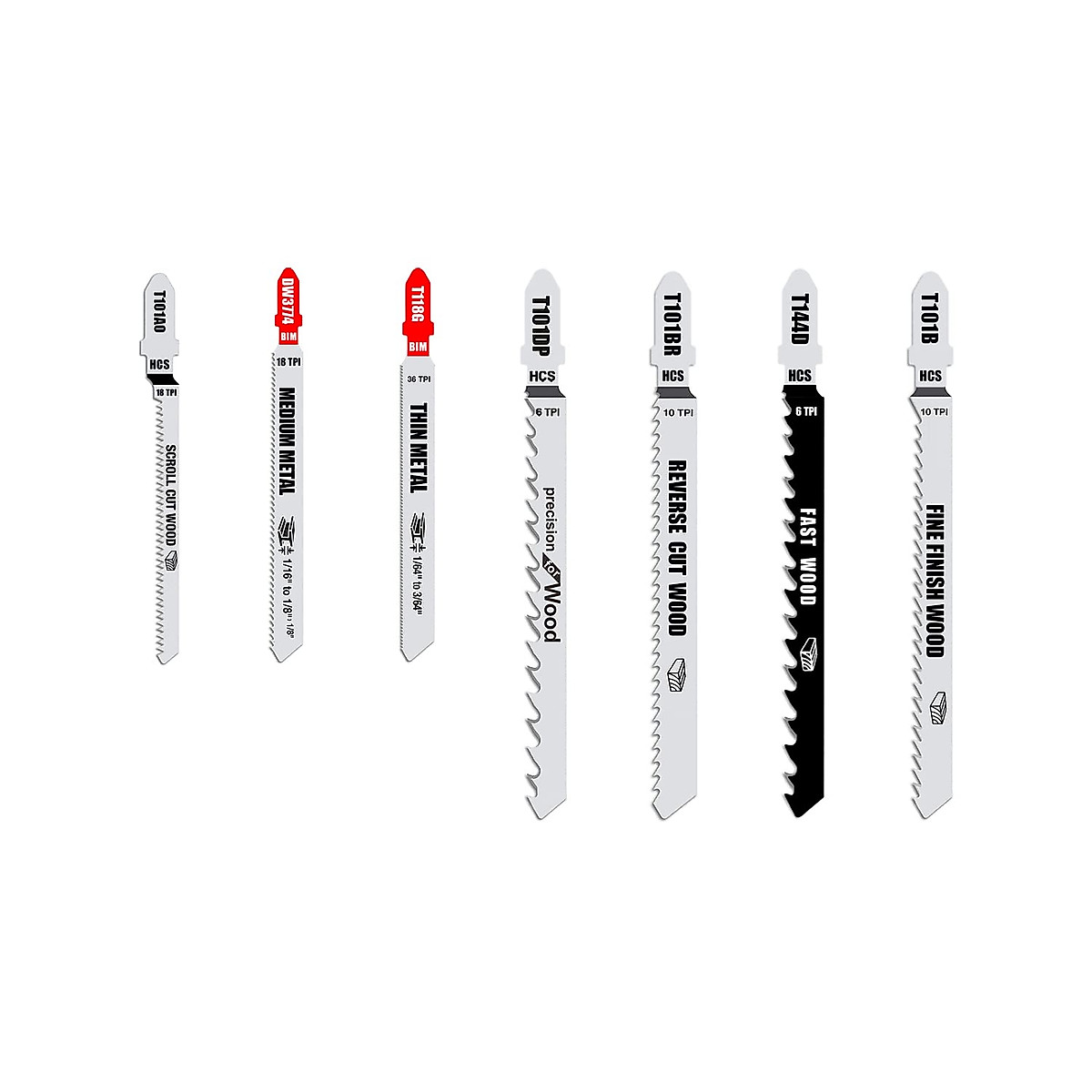 FOXBC Jigsaw Blades for DeWalt DCS334B DW3742C, Bosch JS260 JS470E, Makita XVJ03Z, Ryobi for Wood Metal - 21 Pack with Case