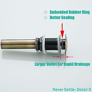 RANDOM Bathroom Vessel Sink Pop Up Drain Stopper Without Overflow Antique Brass, All Metal Rustproof Brass and 304 Stainless Steel 83006A.