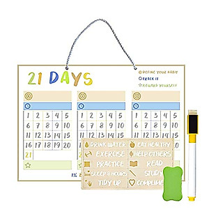 21 Days - Dry-Erase Habit Tracker to Build Good Habits and Routines - Hanging Chart
