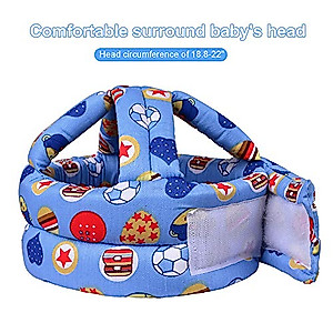 TORASO Baby Head Protector & Baby Knee Pads for Crawling, Infant Safety Helmet & Walking Baby Helmet, for Age 6-36 Months, Blue Football(B)