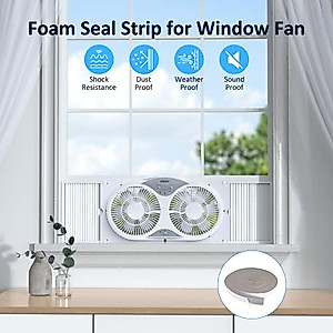 shinic 9" Blades Twin Window Fan with Reversible Airflow, Remote Control, 3 Speeds, 3 Functions, Bathroom Kitchen Exhaust Fan, Width Adjustable (From 23.5" to 37") ETL Certified Small Window Fan